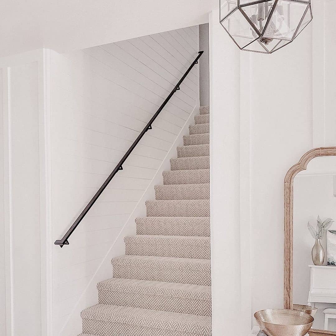White Shiplap Walls and a Beige Herringbone Carpet - Soul & Lane