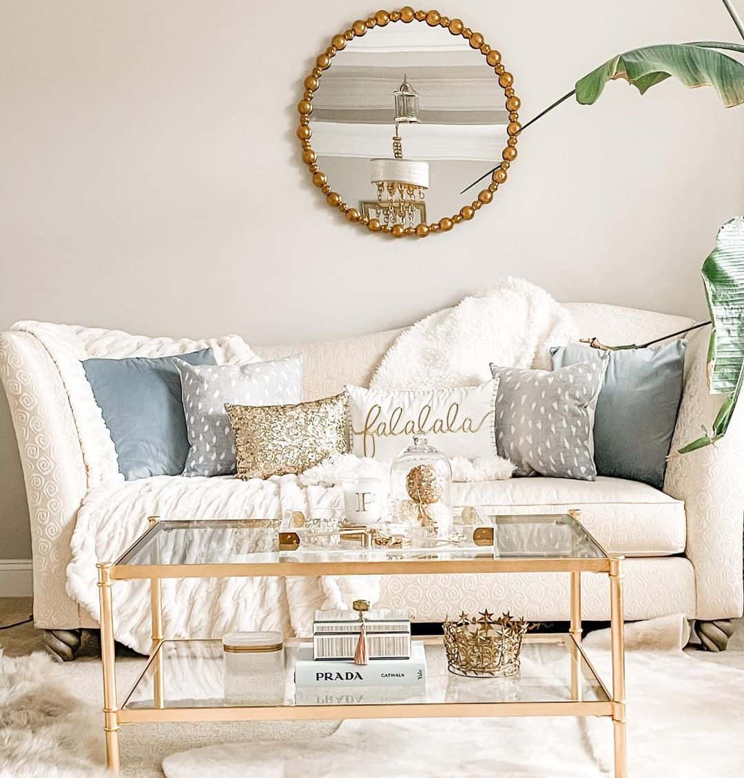 White and Gold Small Living Room - Soul & Lane