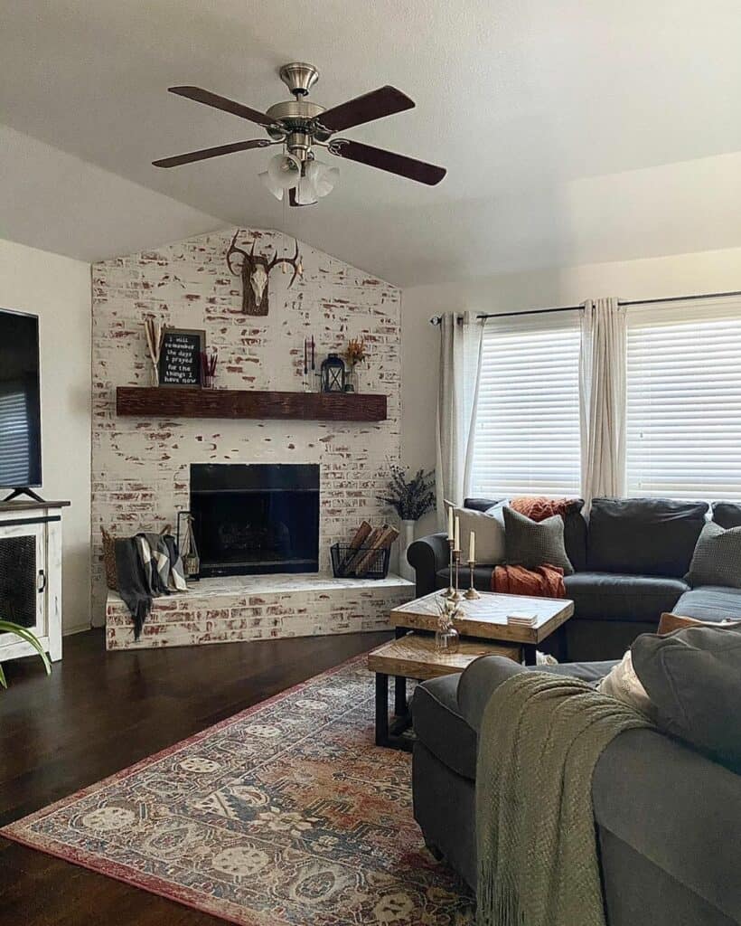Whitewashed Brick Fireplace - Soul & Lane