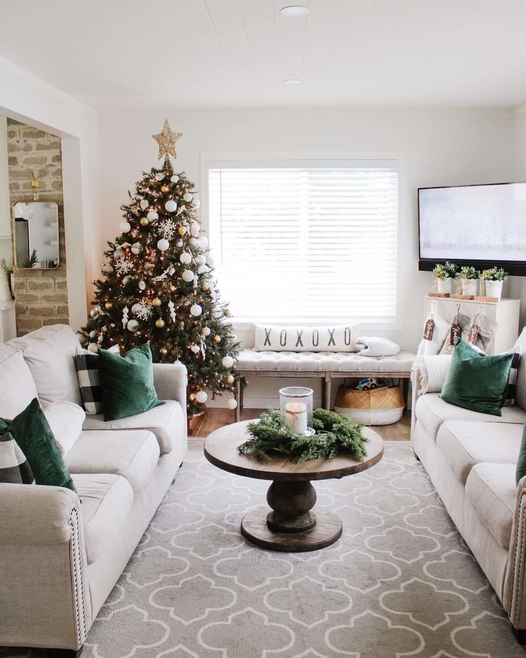Cozy Farmhouse Living Room With Matching Neutral Sofas - Soul & Lane