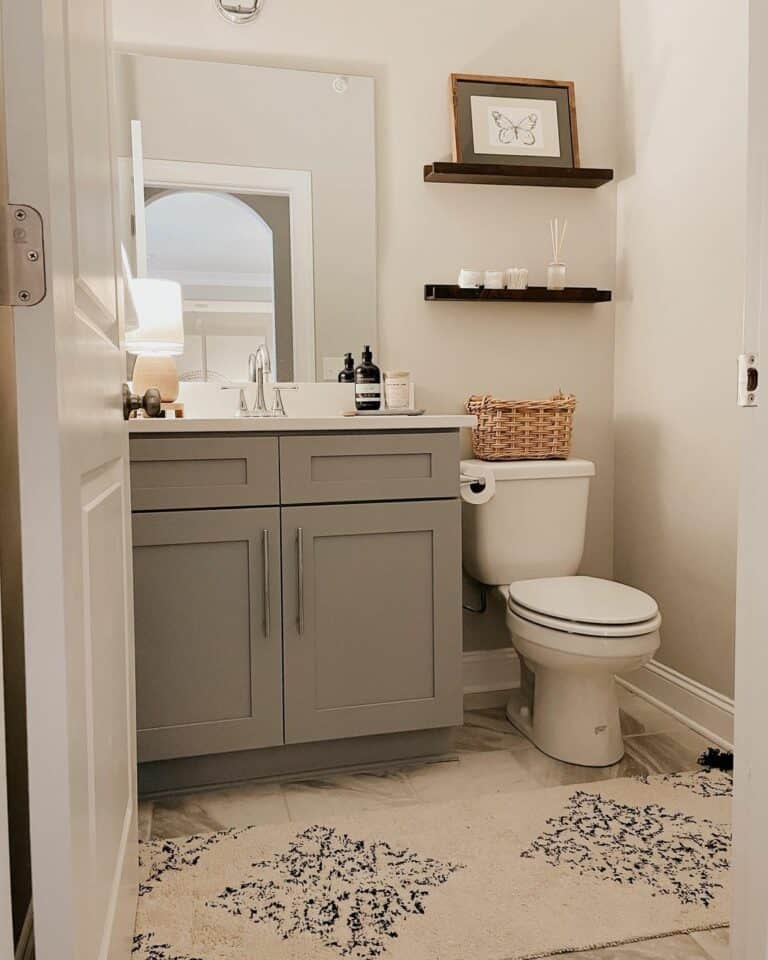 Gray and White Modern Farmhouse Half Bathroom Décor - Soul & Lane