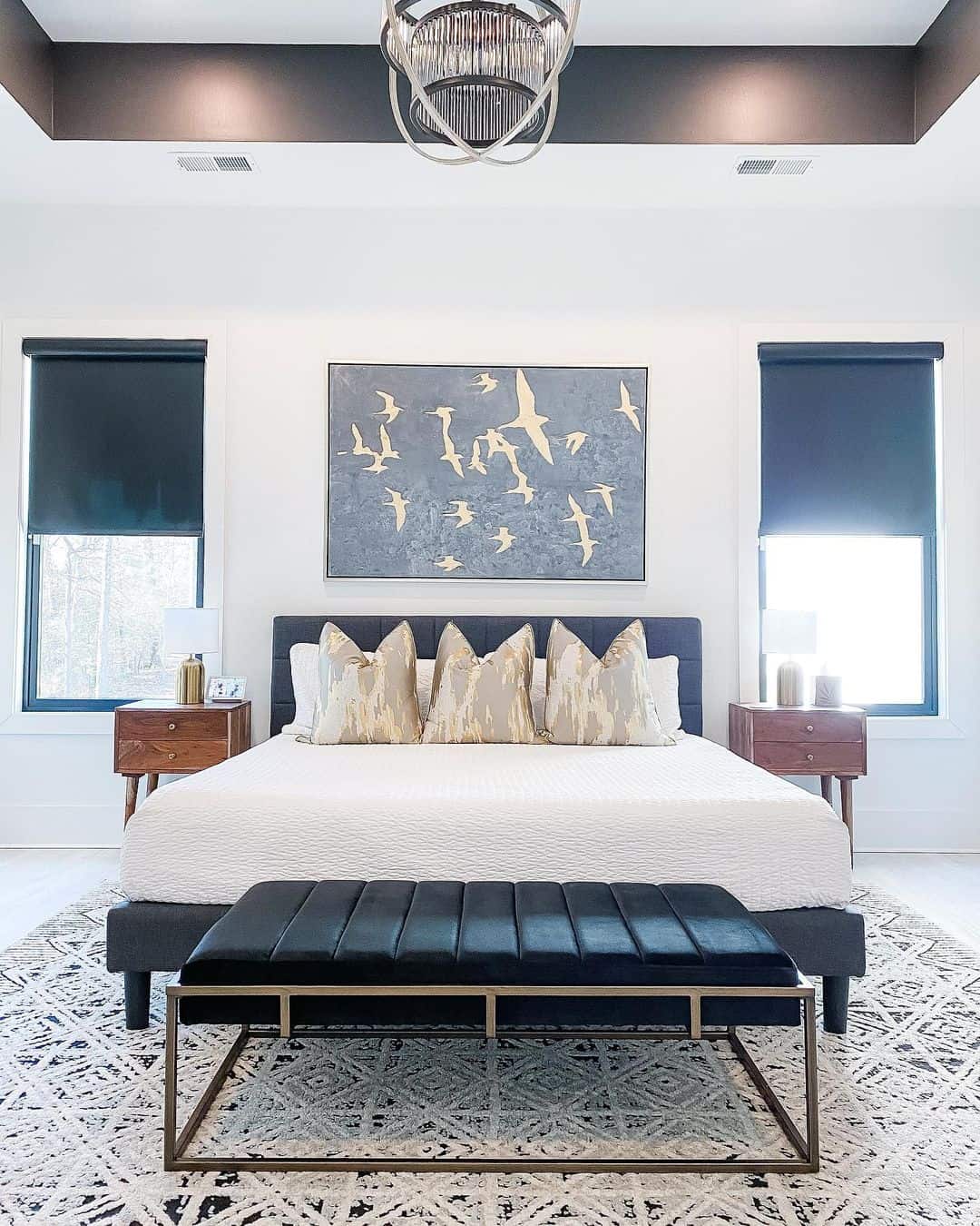 Modern Bedroom With Patterned Rug - Soul & Lane