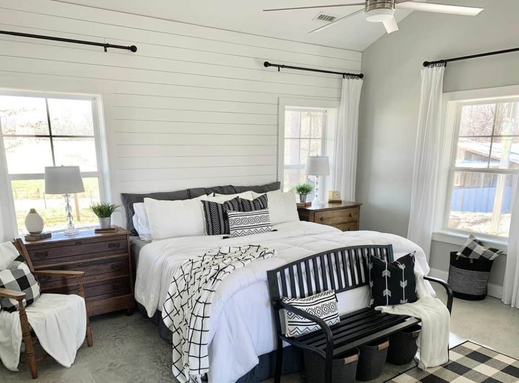 Modern Farmhouse Bedroom With Shiplap Wall - Soul & Lane