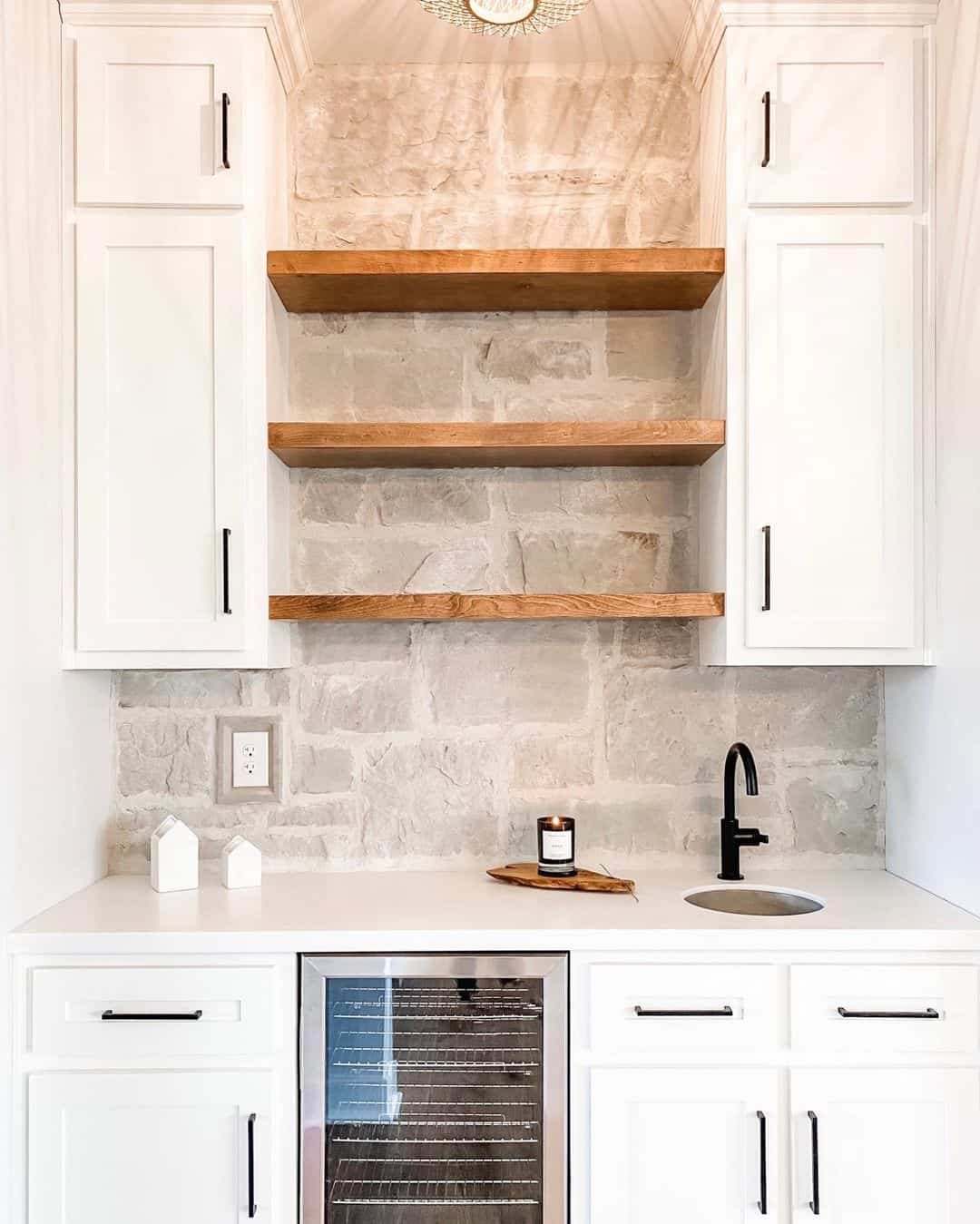 Modern Farmhouse Kitchen With Stone Wall - Soul & Lane