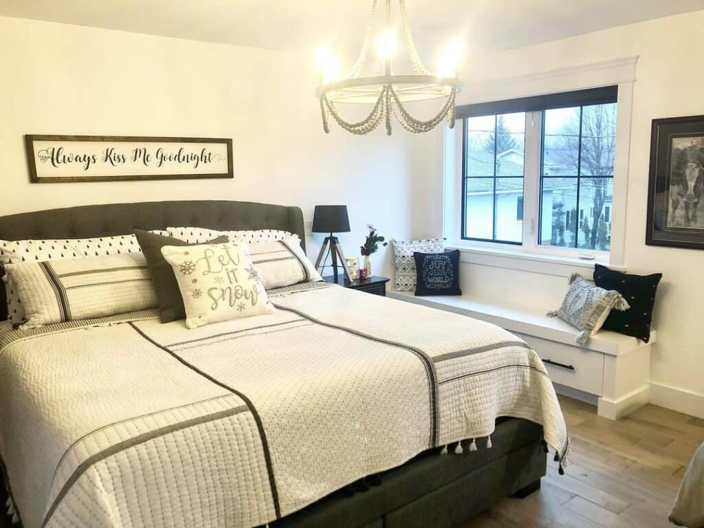 Neutral Built-in Bench Storage for a Bedroom Window - Soul & Lane