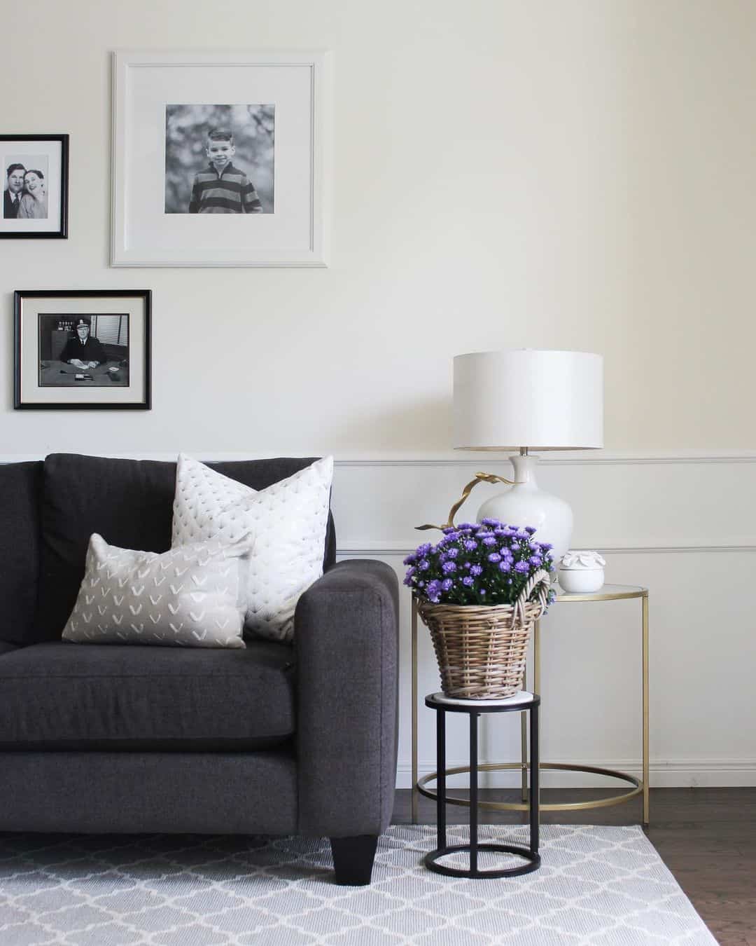 Neutral Living Room With a Geometric Area Rug - Soul & Lane