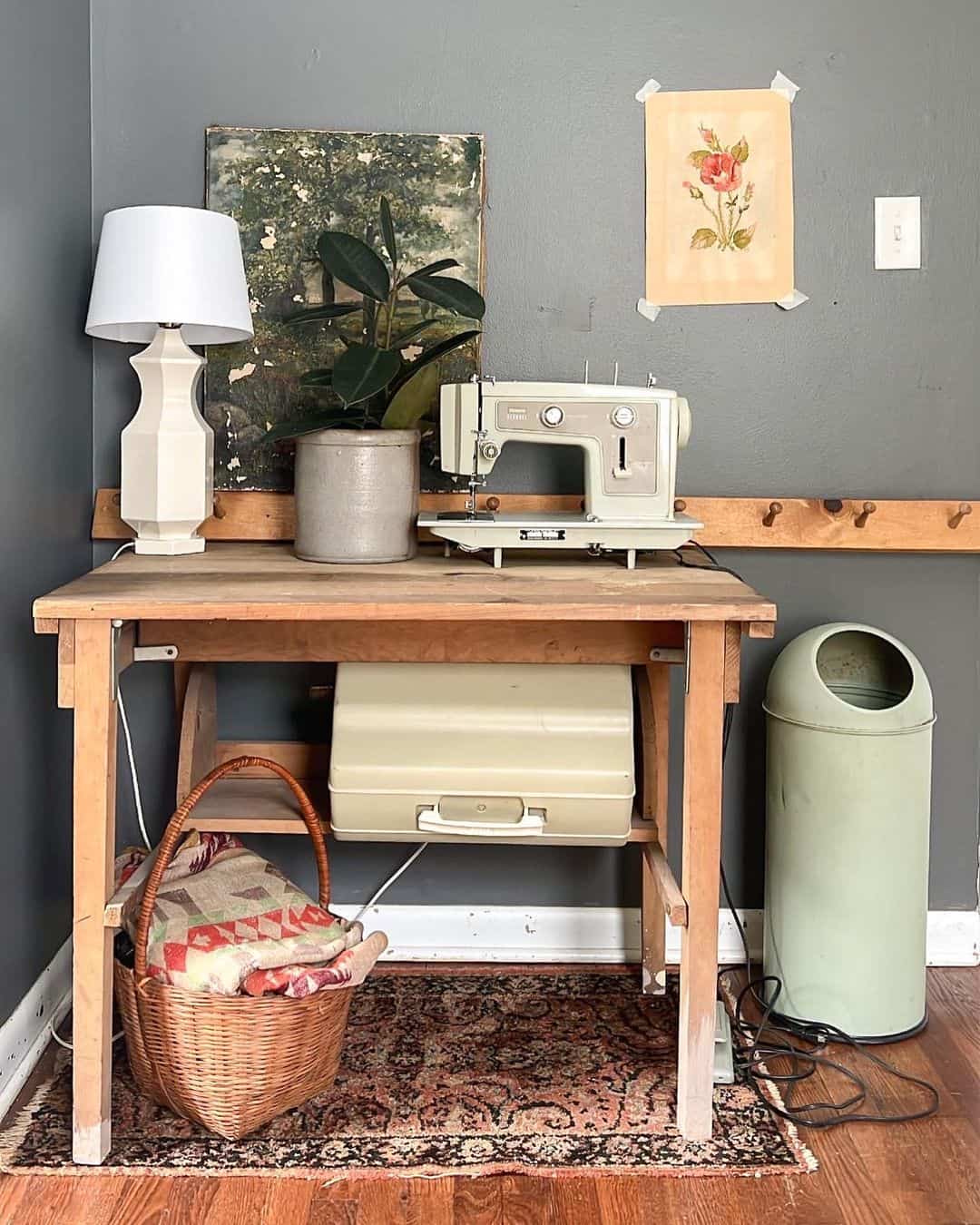 Sewing Area With Natural Wood Table - Soul & Lane