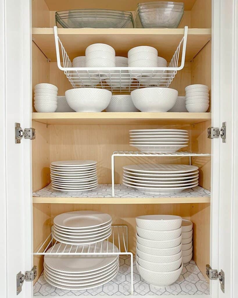 White Crockery on Patterned Shelves - Soul & Lane