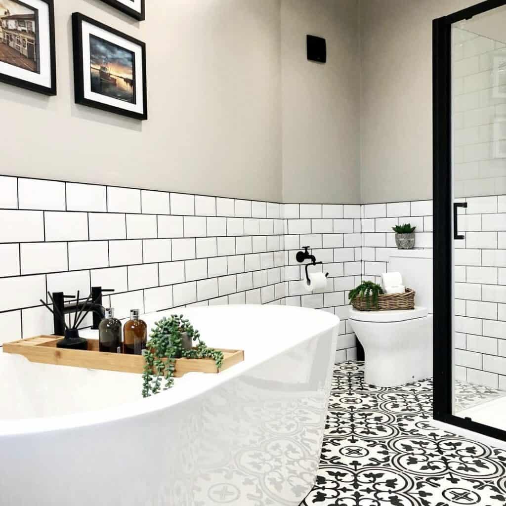 White Subway Tile Bathroom Wainscoting - Soul & Lane