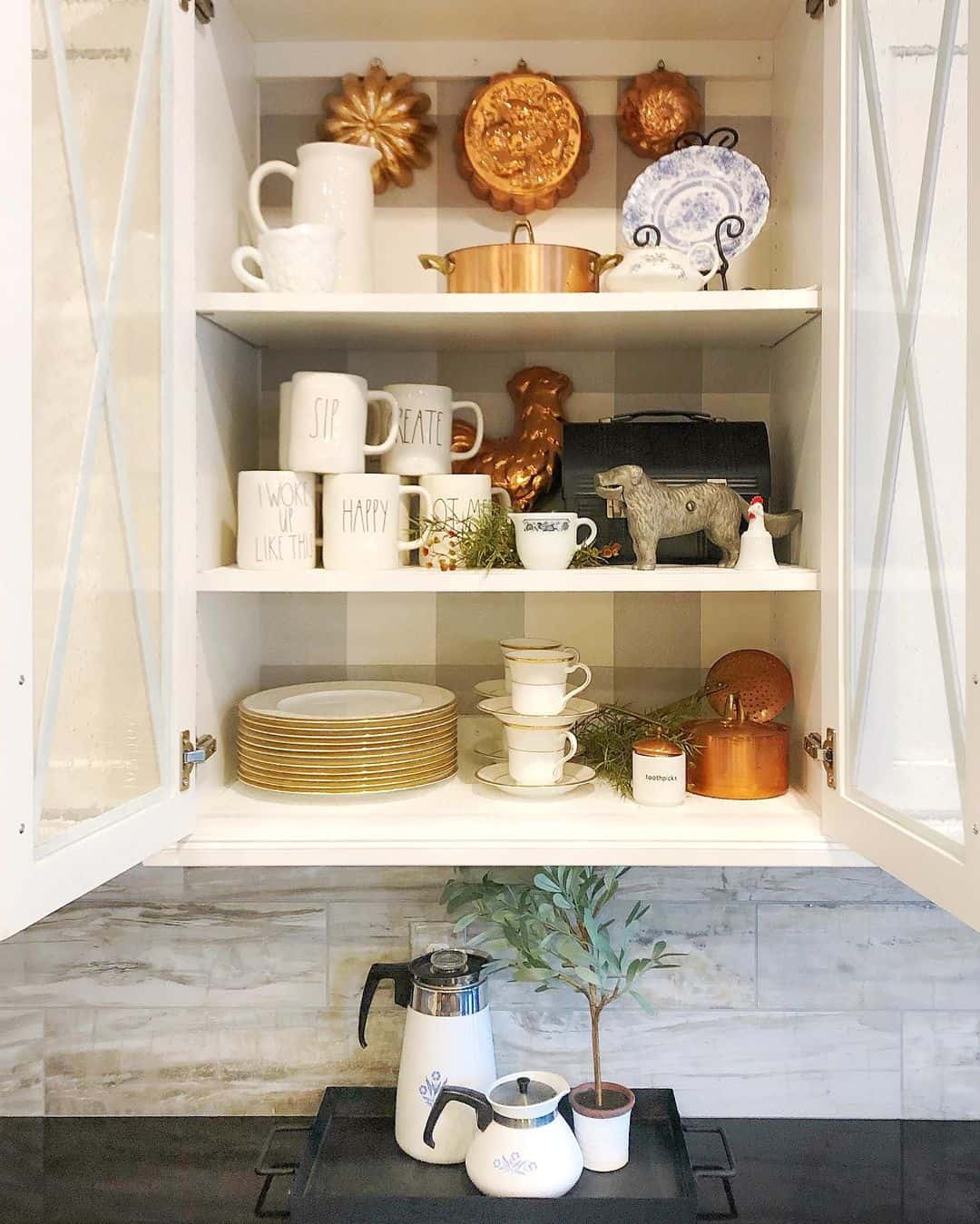 White and Copper Kitchen Cabinet - Soul & Lane