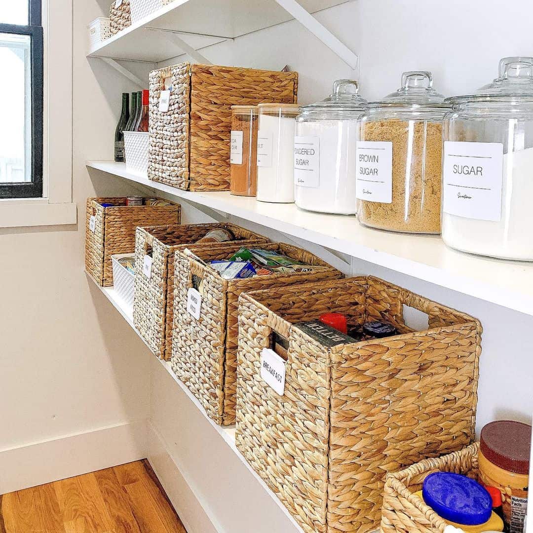 Woven Baskets Resting on White Shelves - Soul & Lane