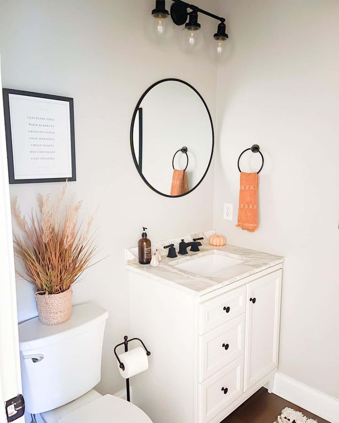 Fall Décor for a White Powder Room - Soul & Lane