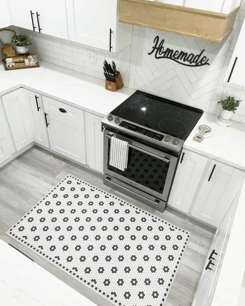 Herringbone Tile Over Stainless Steel Range - Soul & Lane