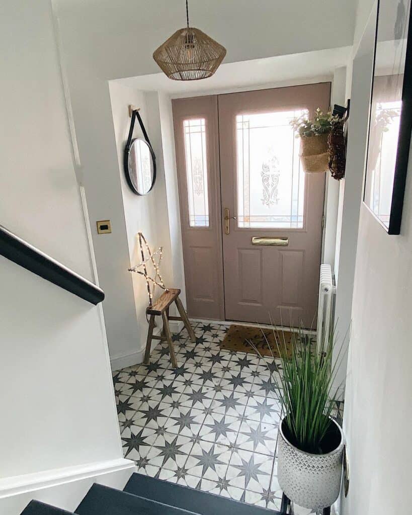 Modern Entryway With Patterned Floor Tiles - Soul & Lane