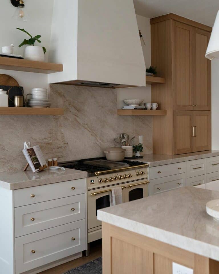 Modern Kitchen With Oak Cabinets and Plaster Hood - Soul & Lane
