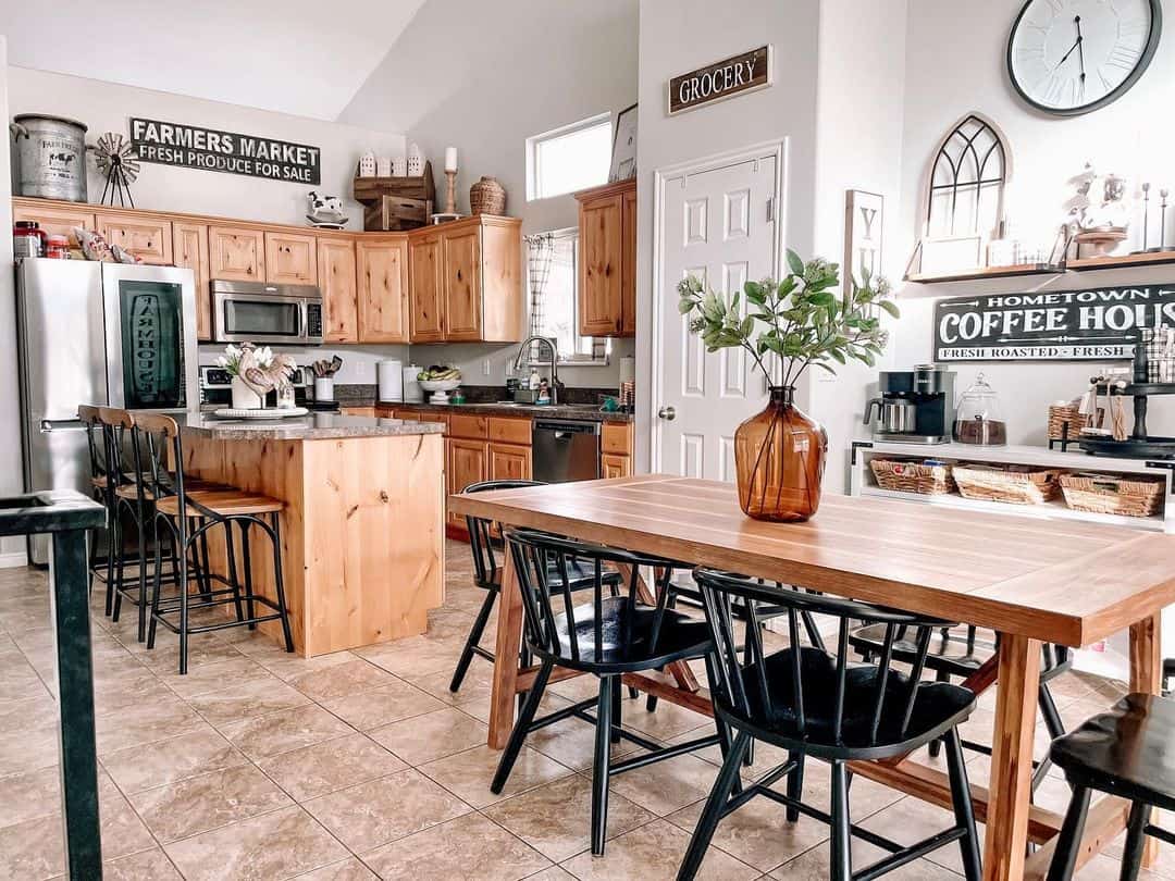 Open Kitchen and Dining Room With Oak Cabinets - Soul & Lane