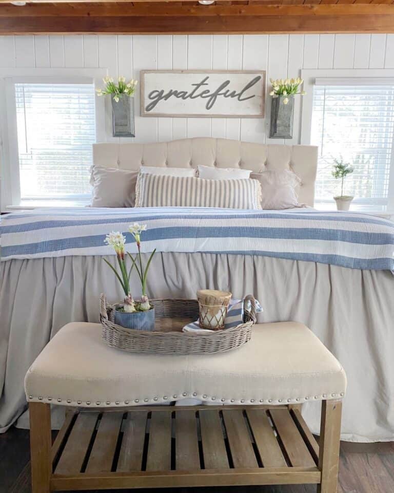 Vertical Shiplap Walls in Cottage Bedroom - Soul & Lane