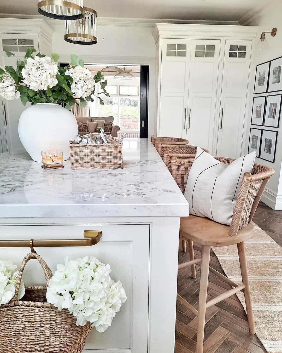 White Hydrangea Centerpiece for a Farmhouse Kitchen - Soul & Lane