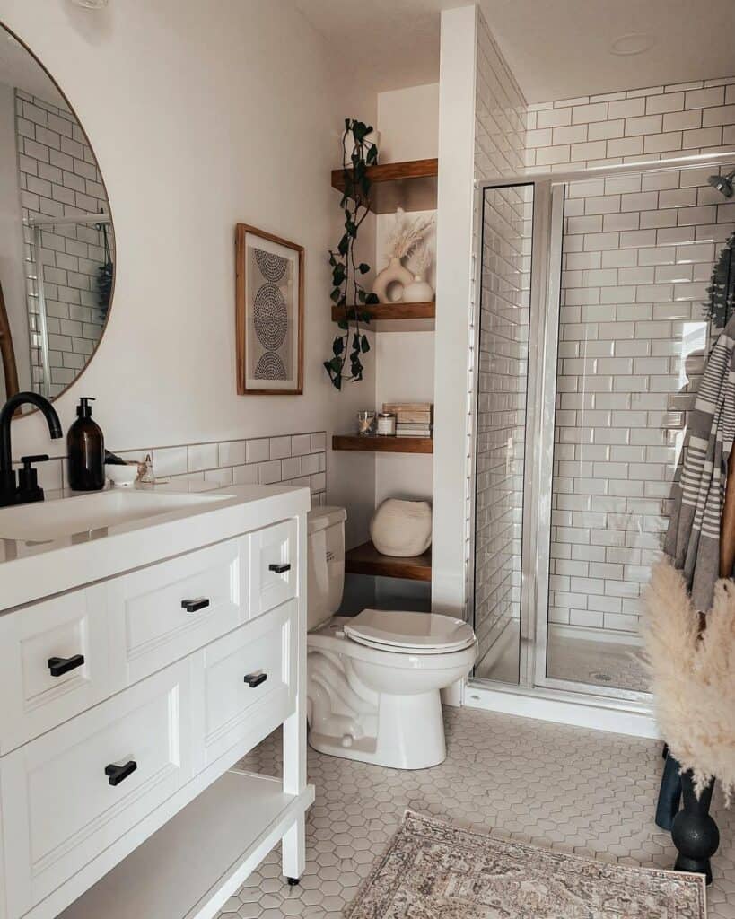 White Subway Tile Bathroom Shower - Soul & Lane