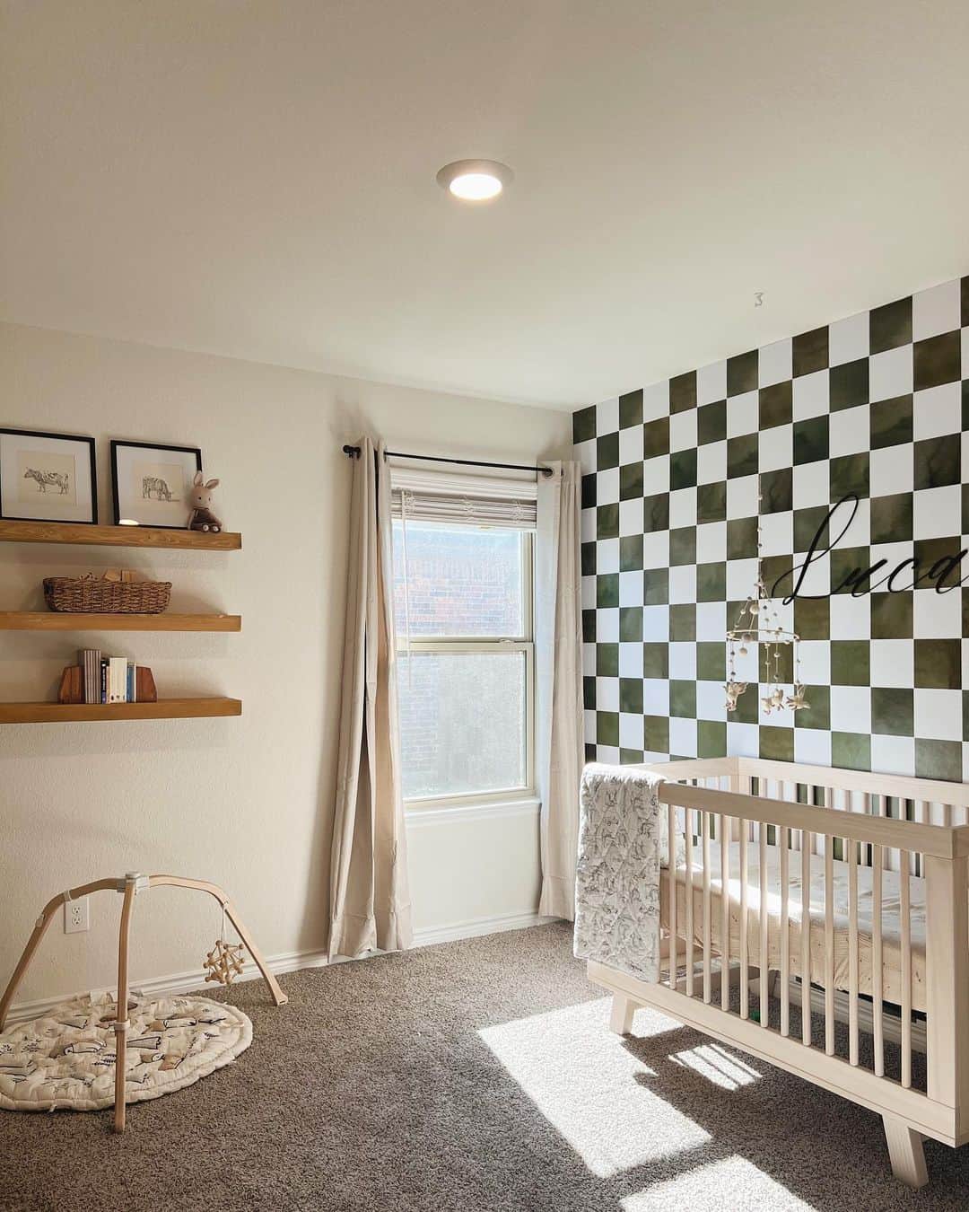 Pink Checkered Accent Wall