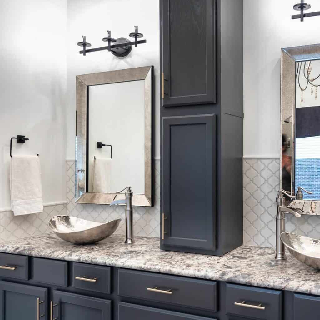 Dual Bathroom Vanity With Luxurious Silver Vessel Sinks - Soul & Lane