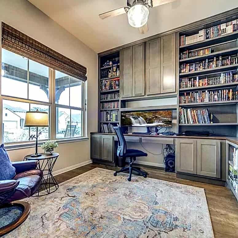 Home Office With Built-in Wall of Shelves - Soul & Lane