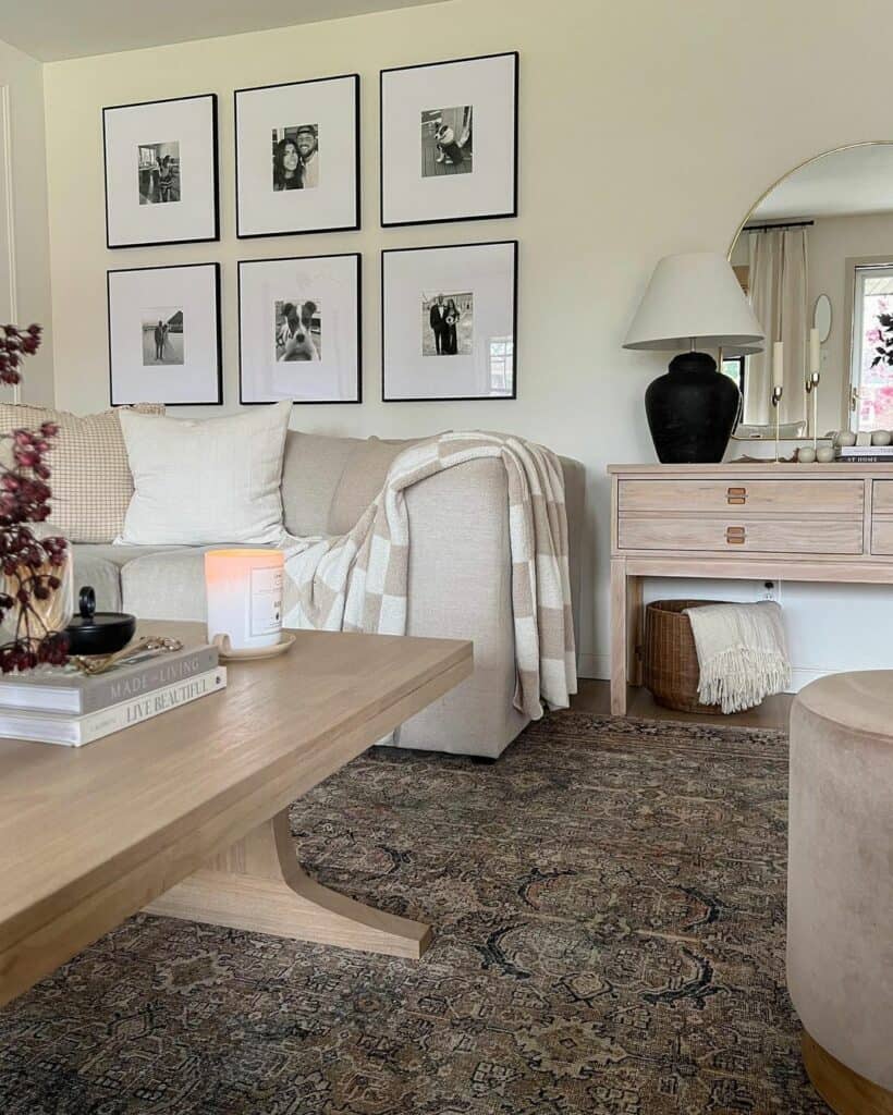 Modern Neutral Living Room With Picture Wall - Soul & Lane