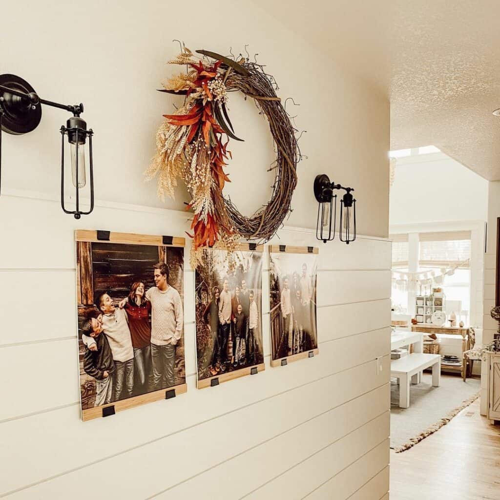 White Shiplap Wall With Family Photos - Soul & Lane