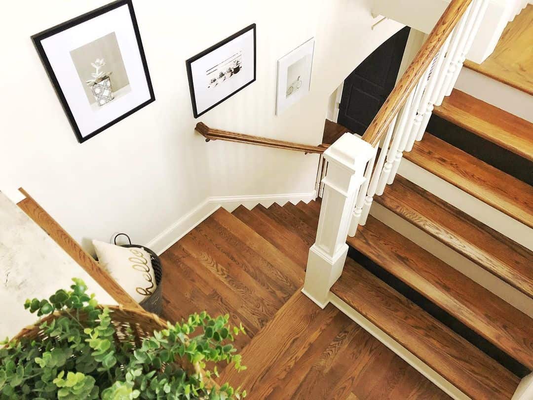 Wood Stairs With Alternating White and Black Risers - Soul & Lane