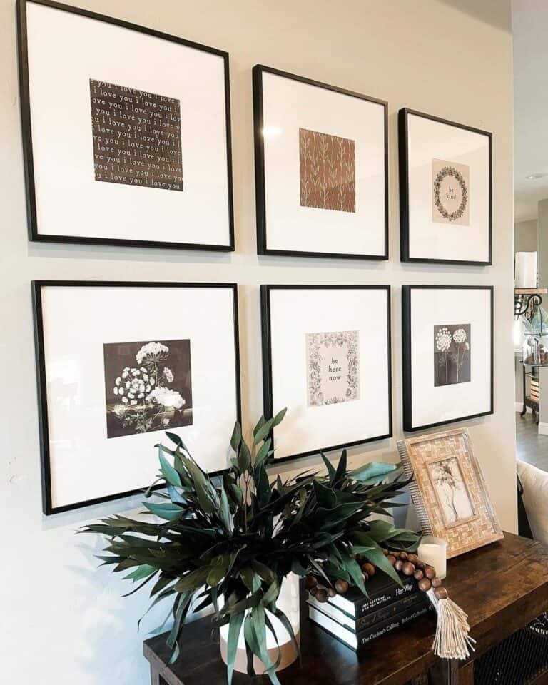 Wooden Console Table Below Gallery Wall - Soul & Lane