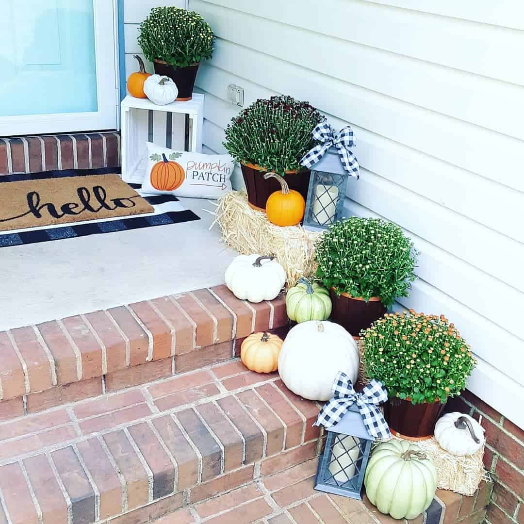Brick Porch Steps Decorated With Fall Décor - Soul & Lane