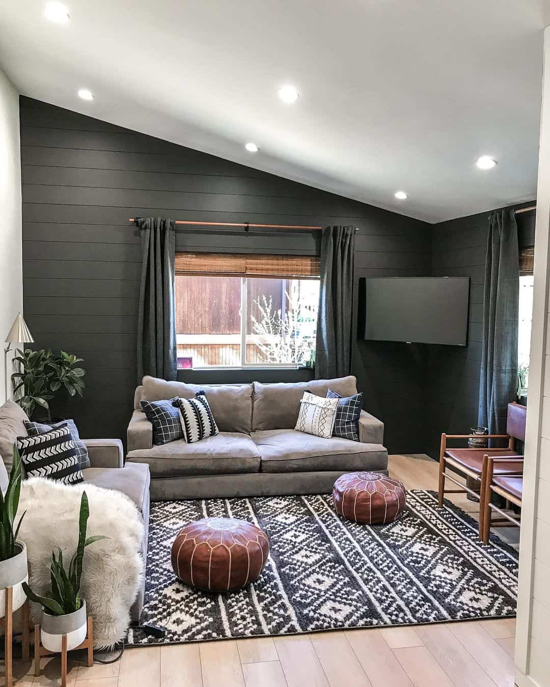 Dark Gray Shiplap Family Room - Soul & Lane