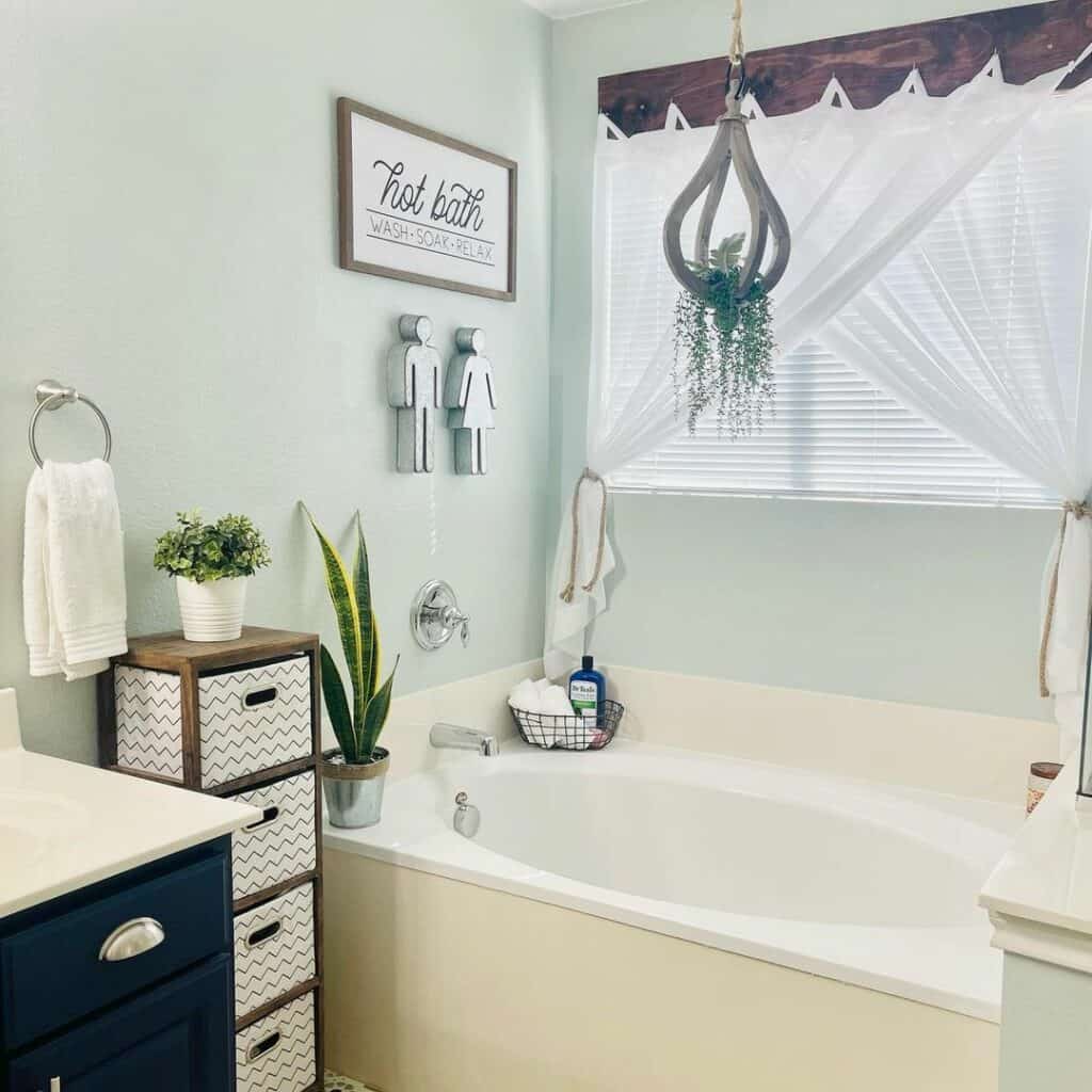 Farmhouse Bathroom With Light Green Walls - Soul & Lane