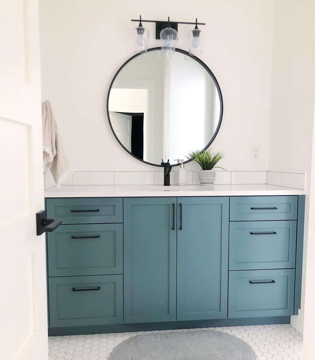 Farmhouse Kitchen With Aqua Cabinets - Soul & Lane