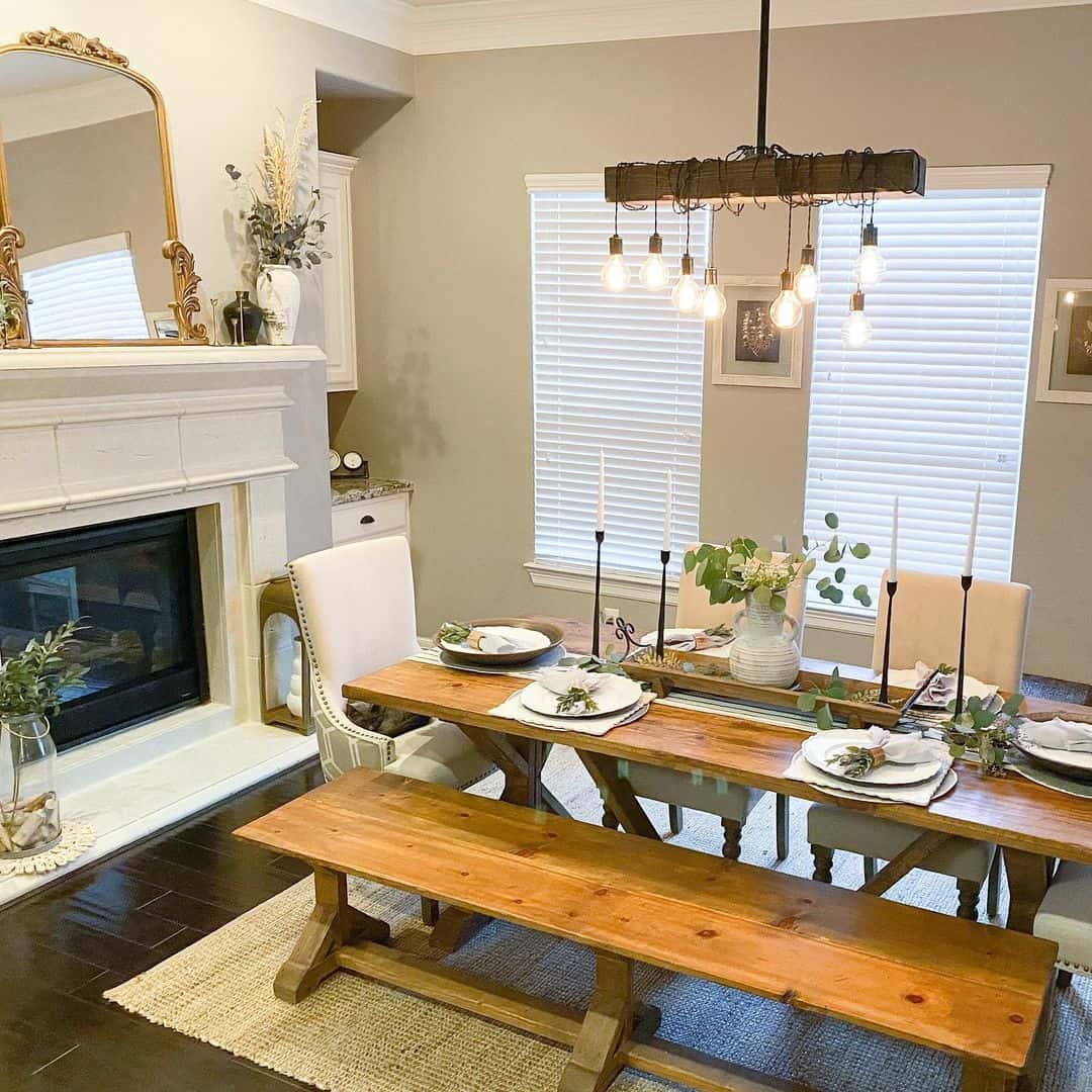 Industrial Hanging Light Fixture Over Modern Farmhouse Table - Soul & Lane