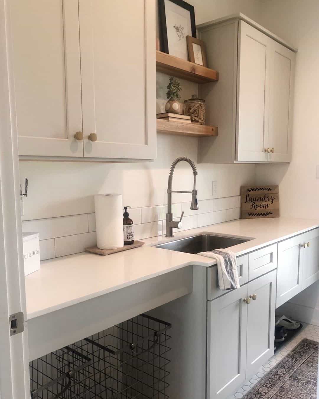 Light Gray Shaker Laundry Cabinets - Soul & Lane