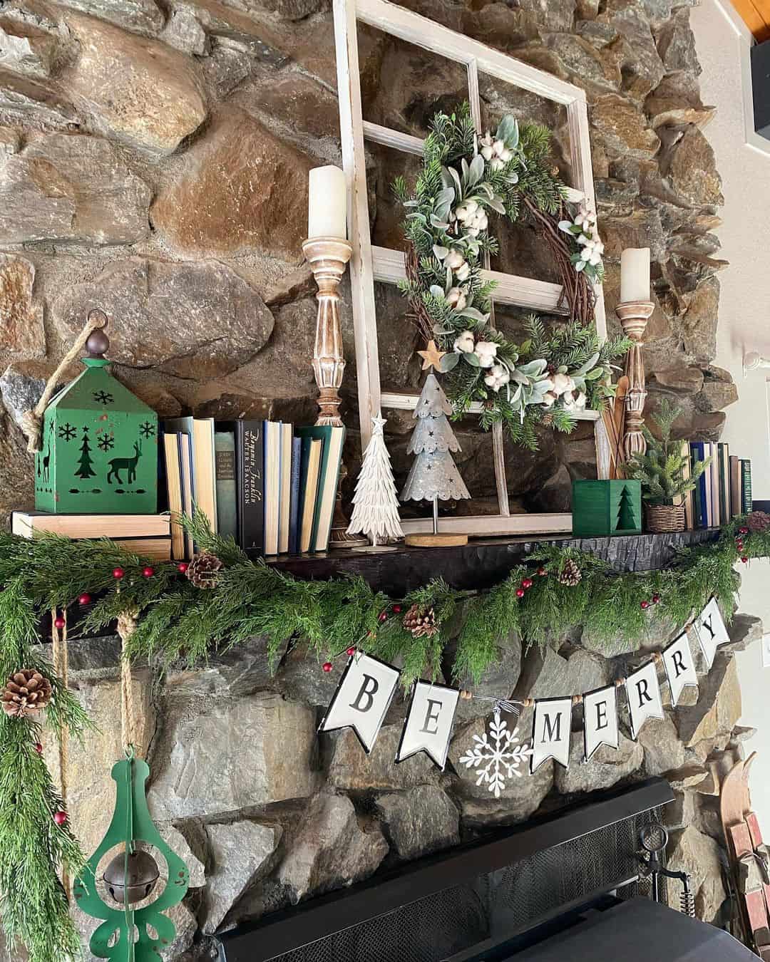 Stone Fireplace With Christmas Accents - Soul & Lane