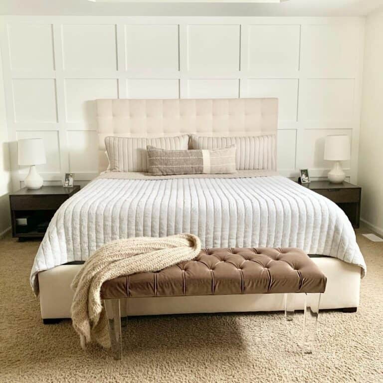 Board and Batten Accent Wall With Smoky Taupe Bedframe - Soul & Lane
