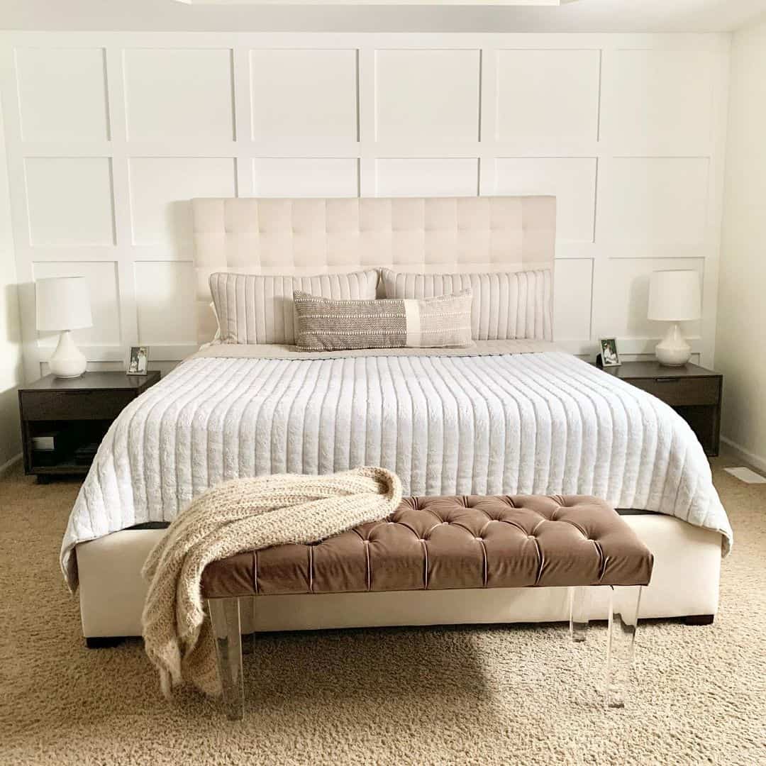 Board and Batten Accent Wall With Smoky Taupe Bedframe - Soul & Lane