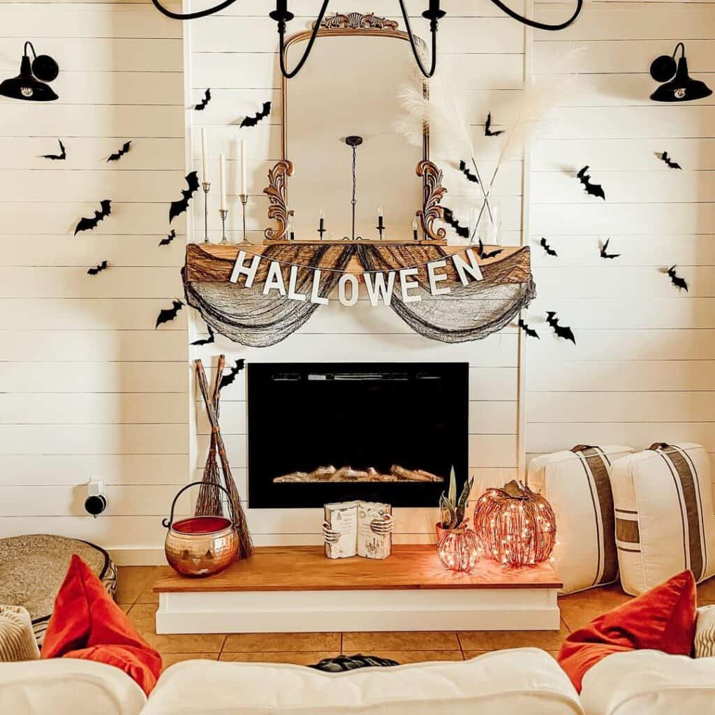 Halloween Décor Around Fireplace - Soul & Lane