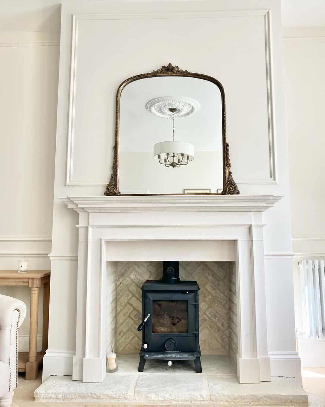 Limestone Fireplace With Wood-burning Stove - Soul & Lane