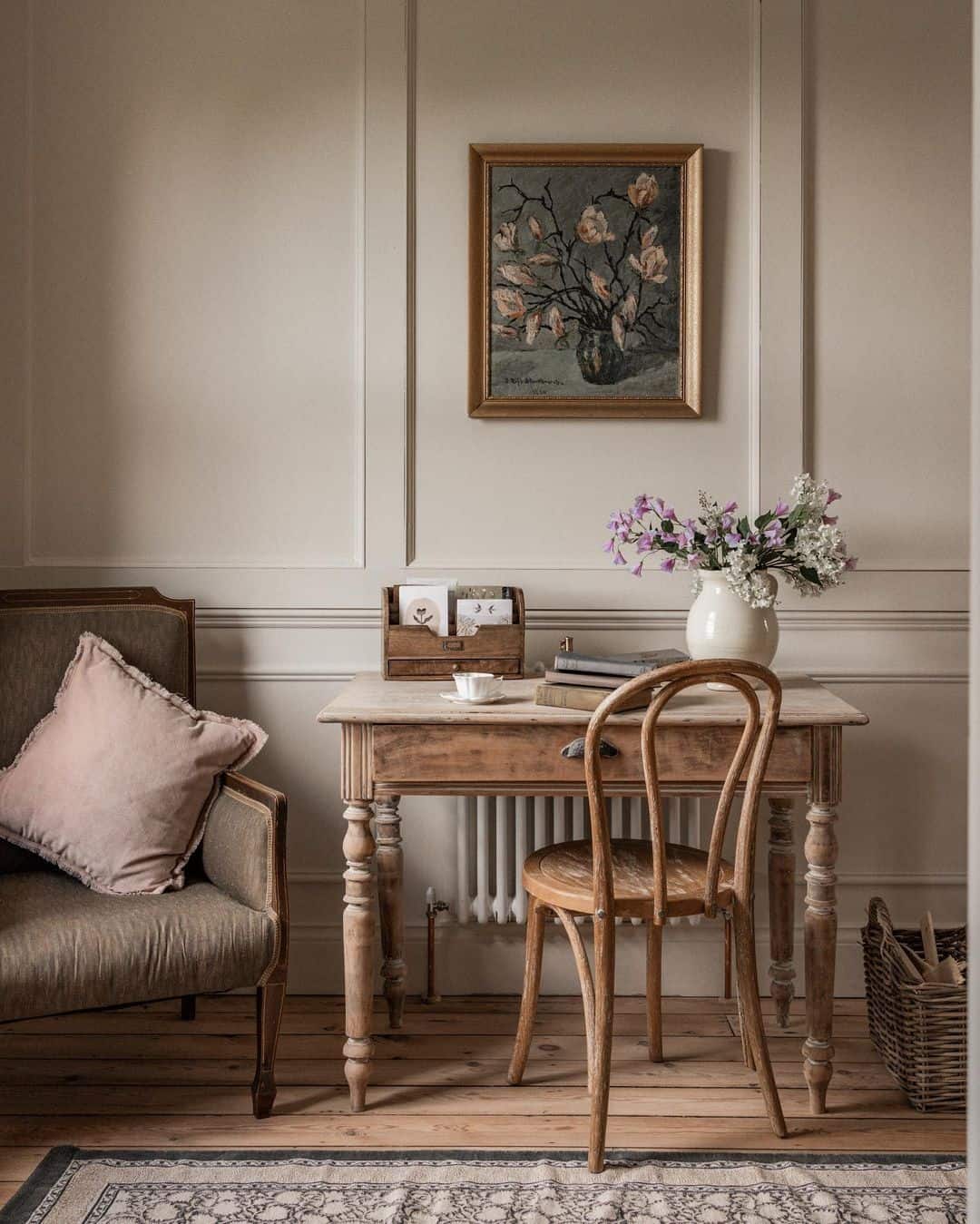 Oil Painting Hangs Above Artistic Writing Desk - Soul & Lane