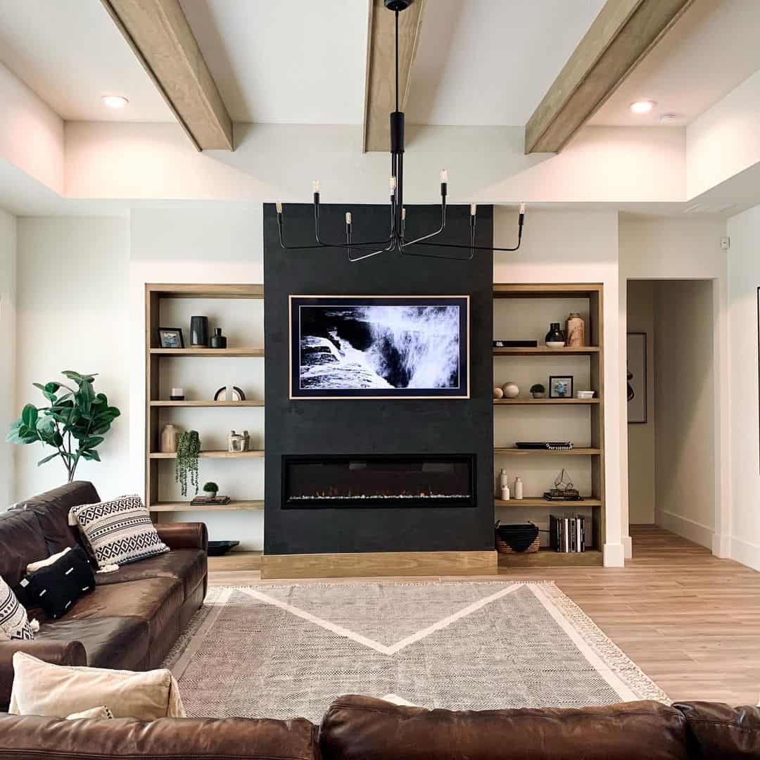 Tray Ceiling Showcases Wooden Beams - Soul & Lane