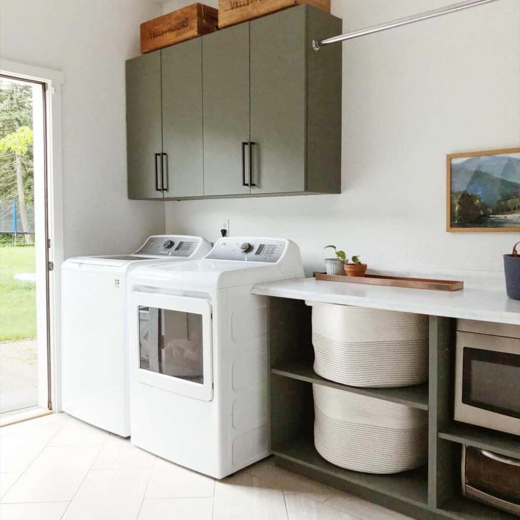 Laundry Room Ideas Green Cabinets