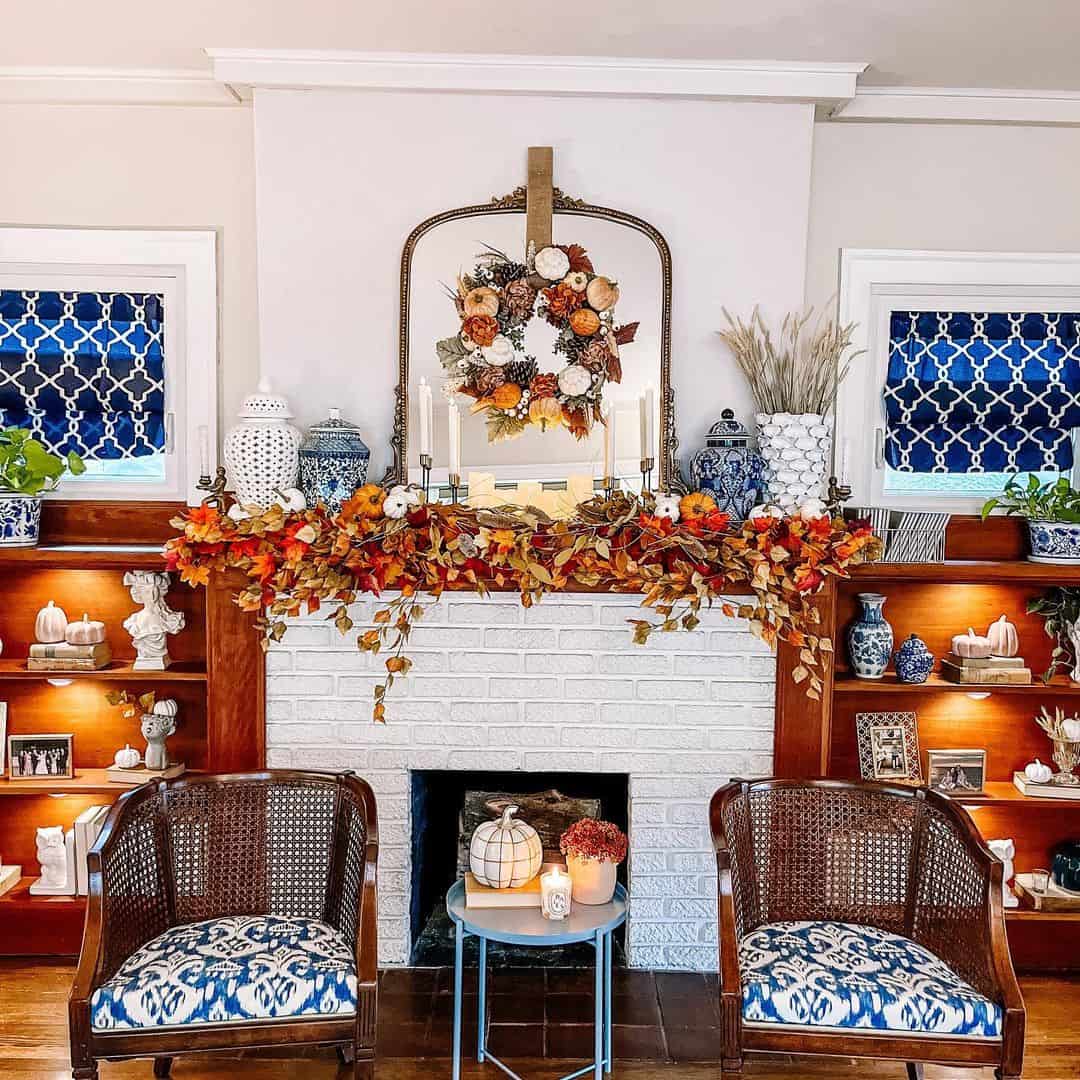 Blue and White Chinoiserie Fall Mantel - Soul & Lane