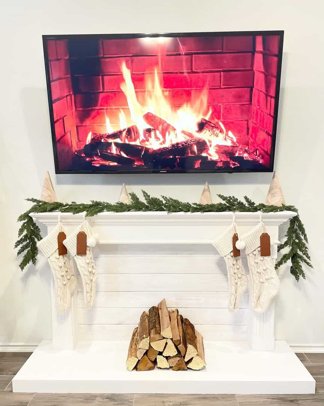 Faux Fireplace With Stacked Logs - Soul & Lane