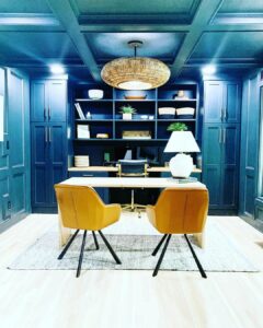 Coffered Ceiling Surrounded by Vivid Blue Walls - Soul & Lane