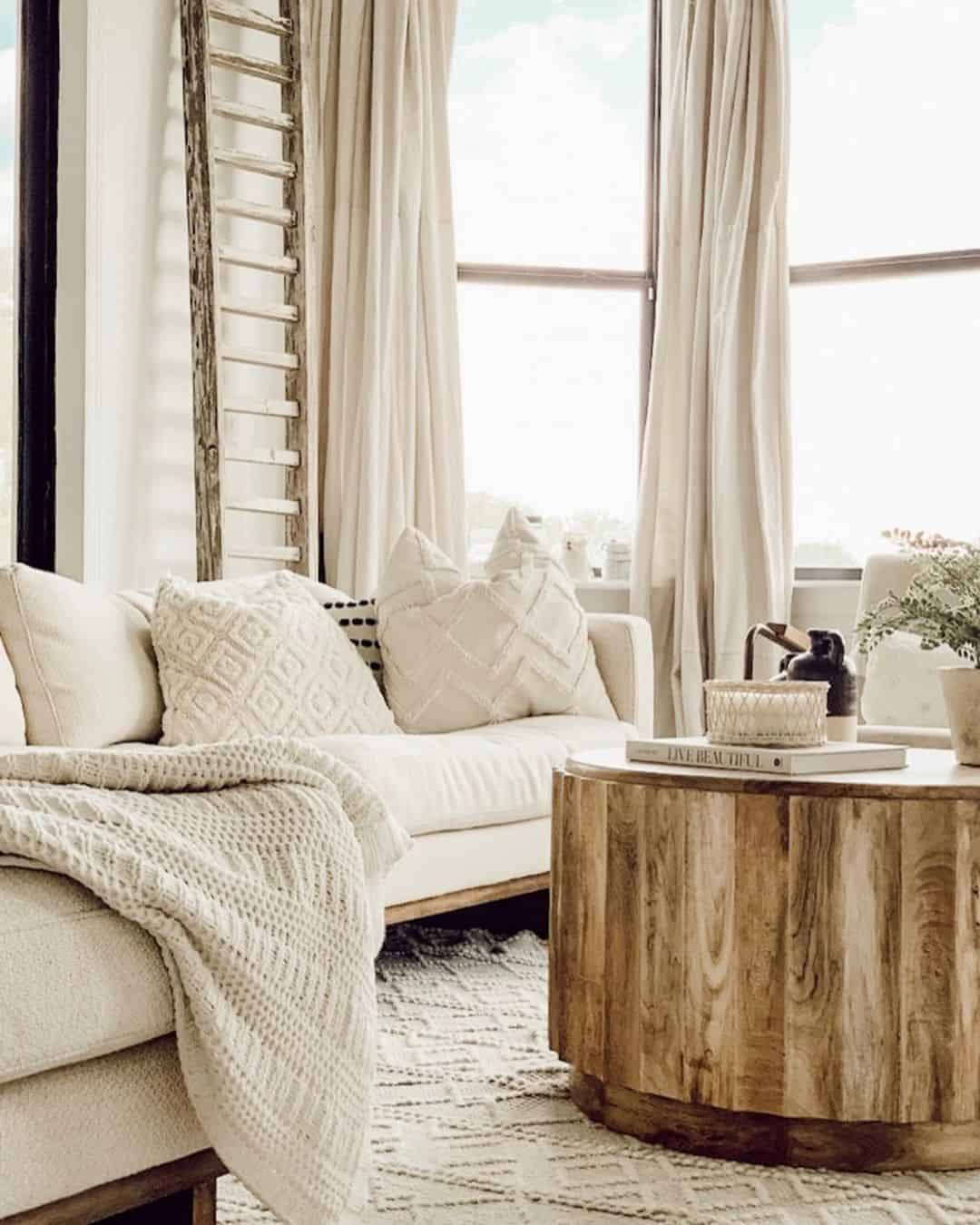 Creamy Flatweave Rug With Off-white Sofas - Soul & Lane