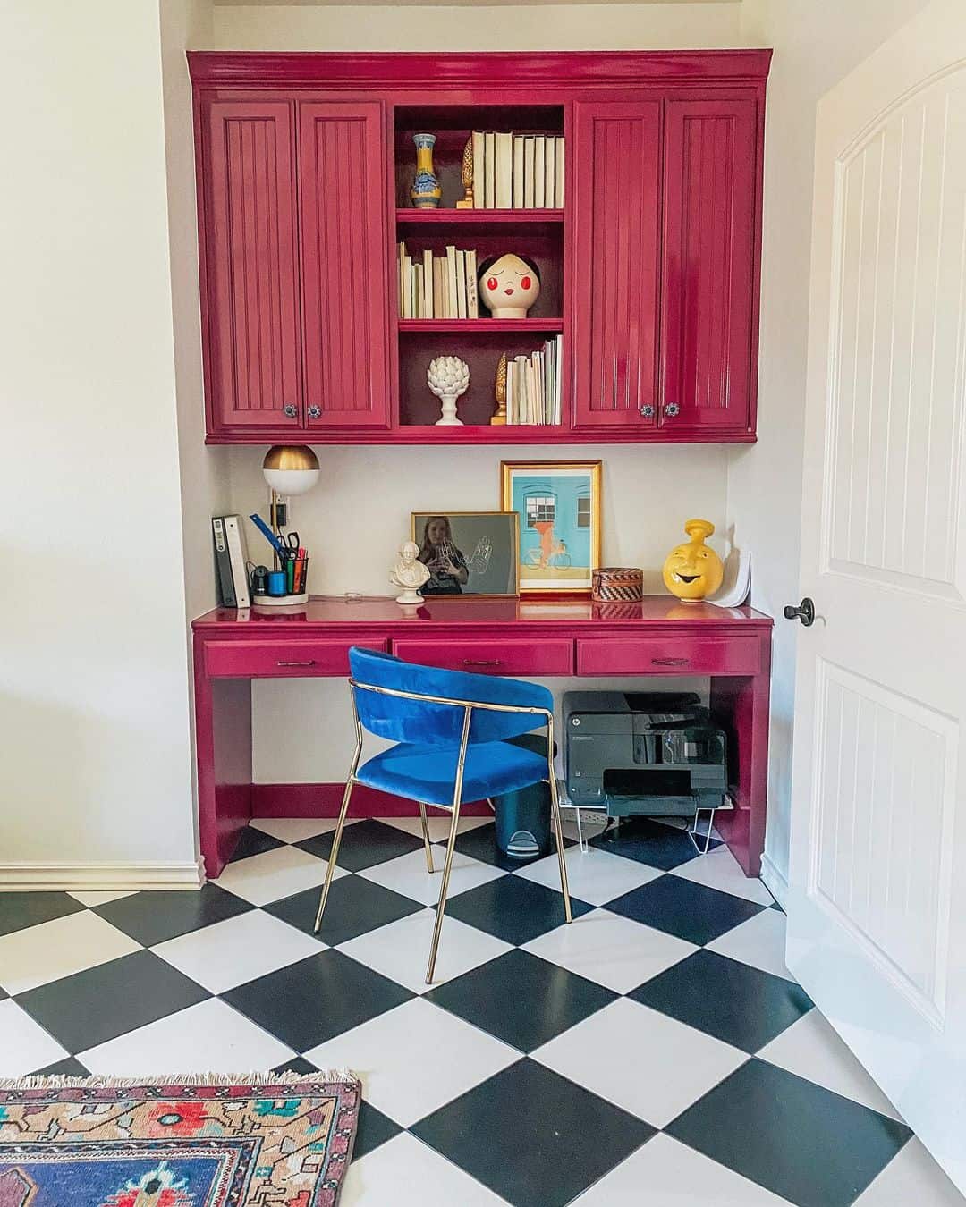 Funky Office With Fuchsia Cabinetry - Soul & Lane