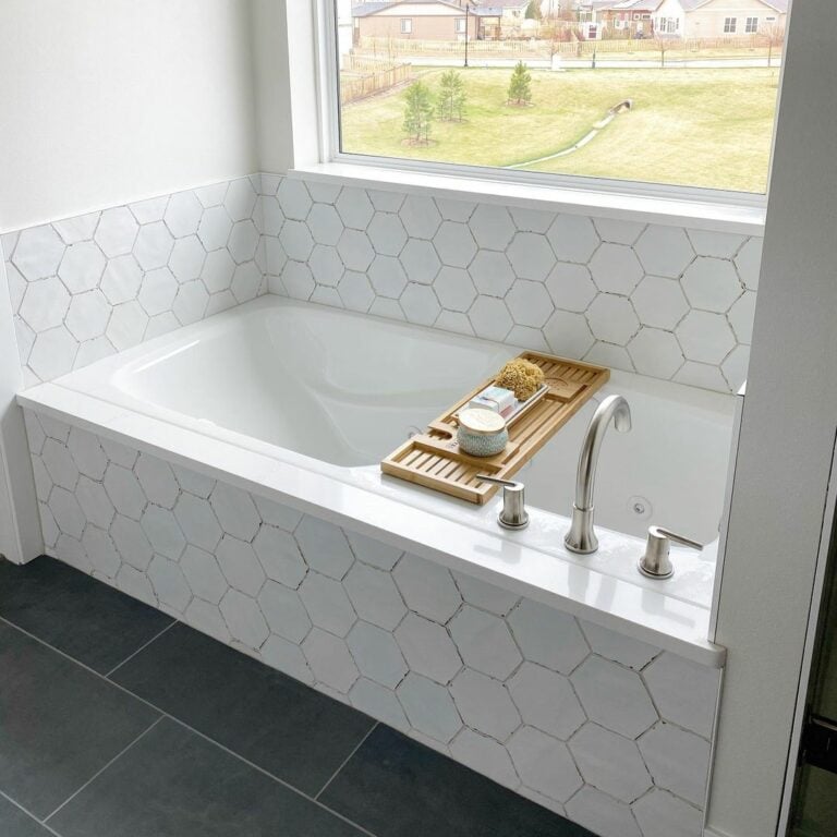 Hexagon Tile Surrounds an Alcove Bathtub - Soul & Lane